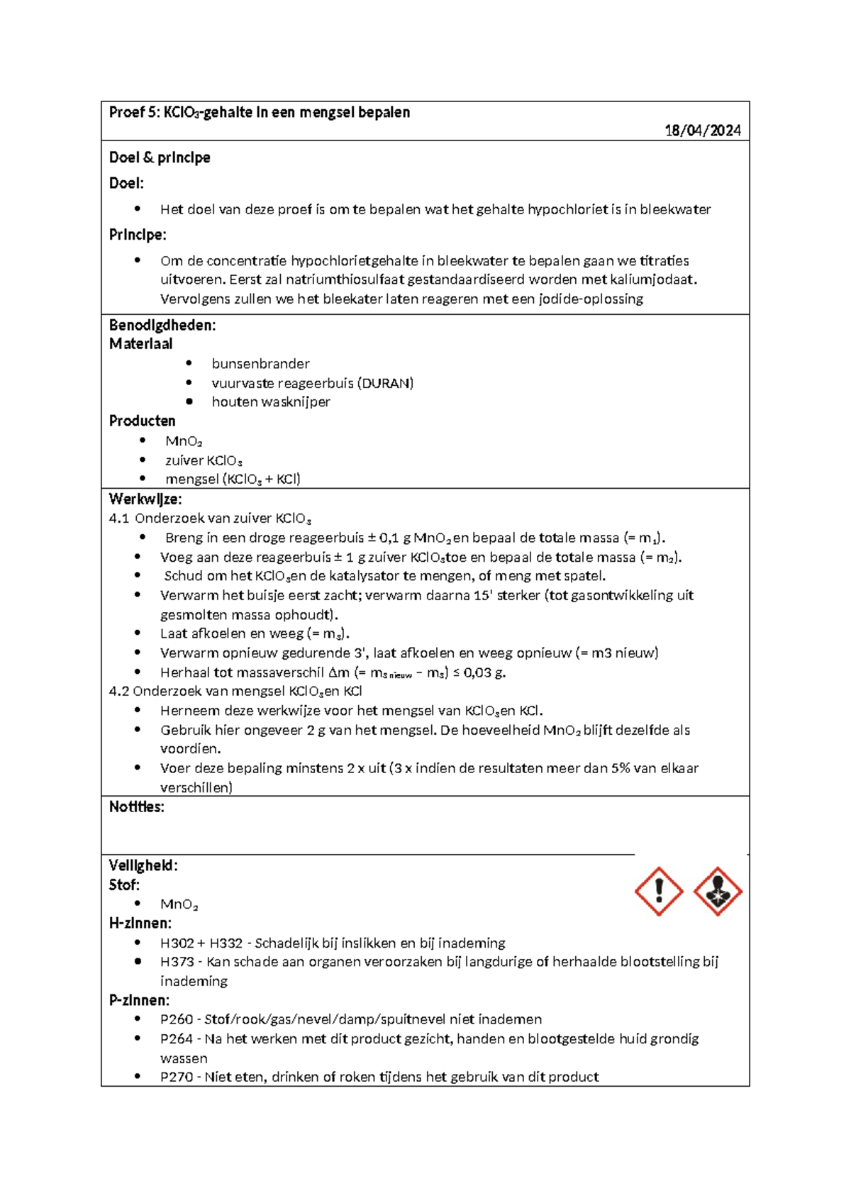 Labo 2; Proef 10 - Samenvatting Labotechnieken uitbereidingen - Proef 5 ...