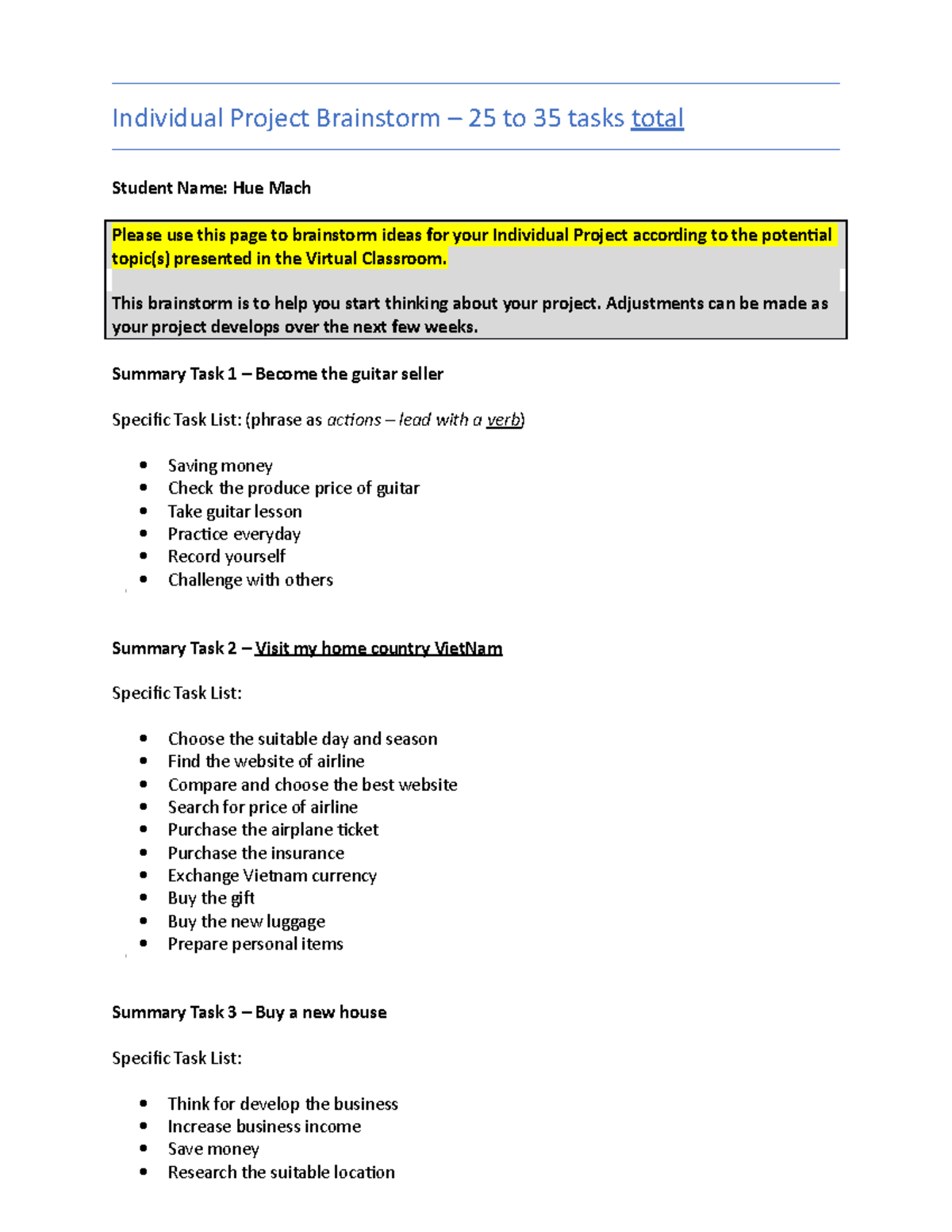 Hue Mach Individual Project Brainstorming - Individual Project ...