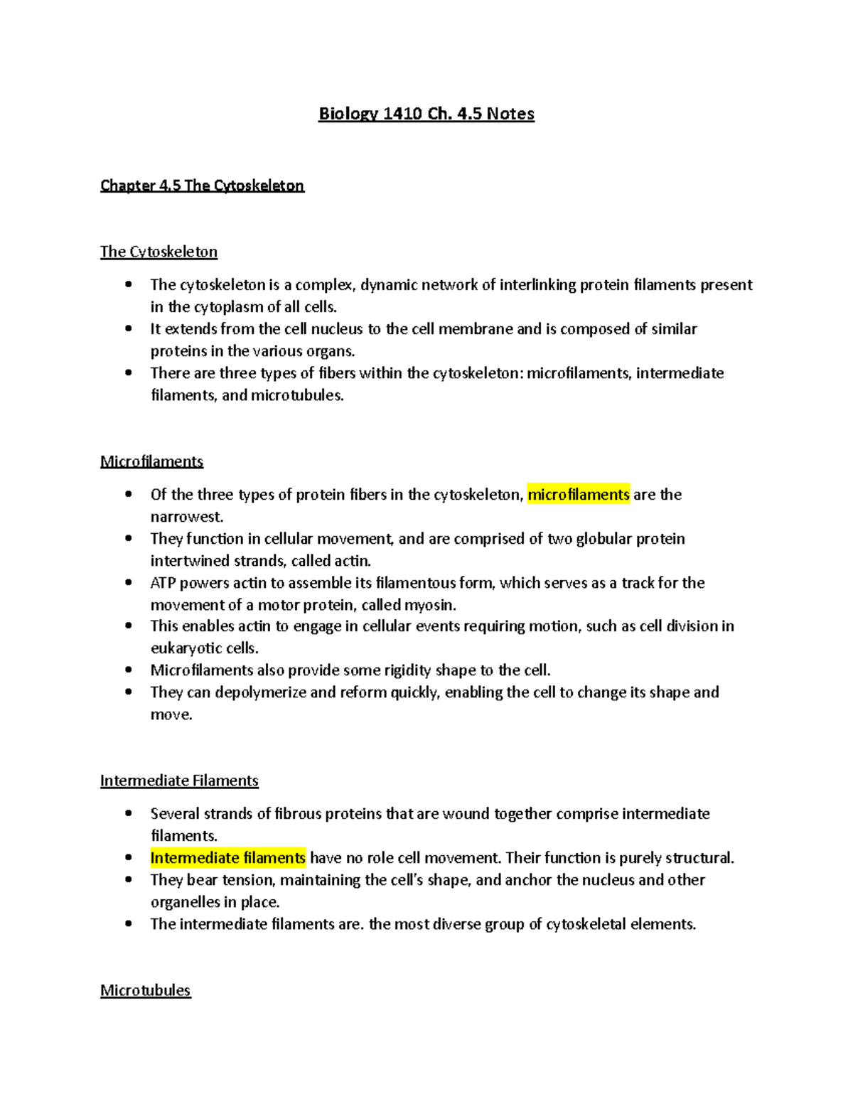 Ch 4.5 Bio Notes - BIO 1410 - CNM - Studocu