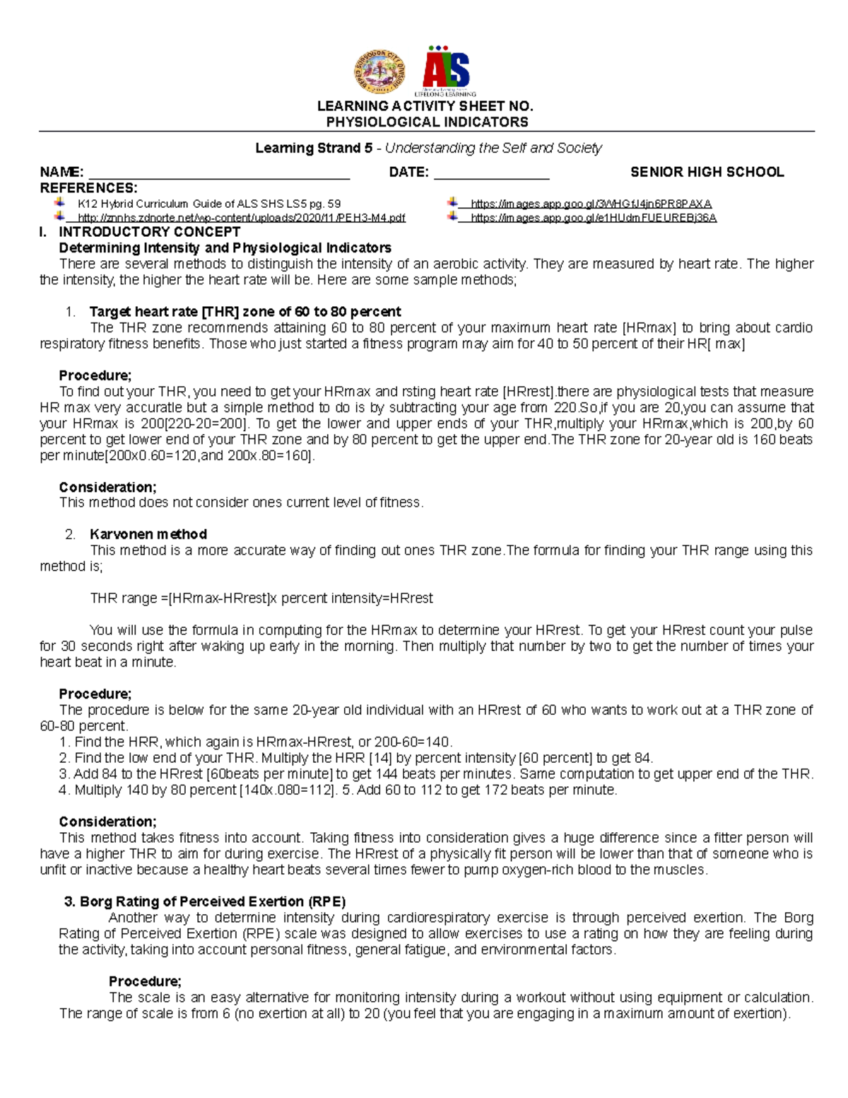 QTR2LAS - Physiological Indicators - PEH11FH-Ik-t-9 - LEARNING ACTIVITY ...