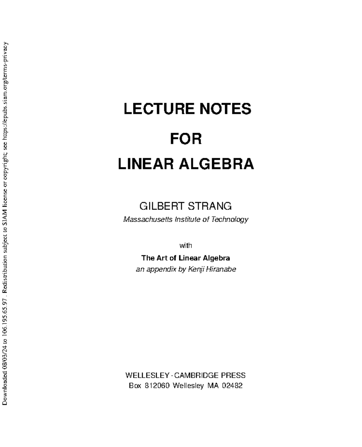 Linearalgebra - dasd - LECTURE NOTES FOR LINEAR ALGEBRA GILBERT STRANG ...