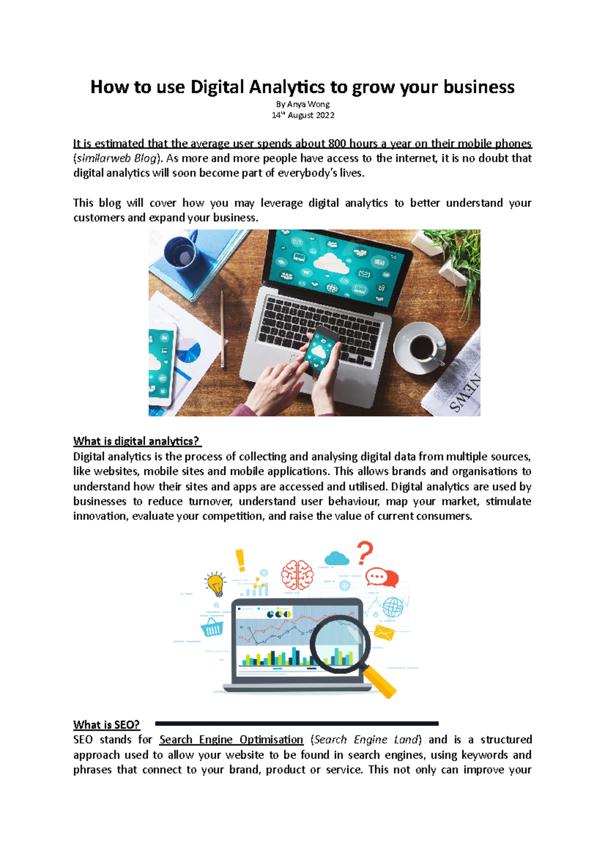 Week 5 blog post - Week 5 blog - How to use Digital Analytics to grow your business By Anya Wong ...