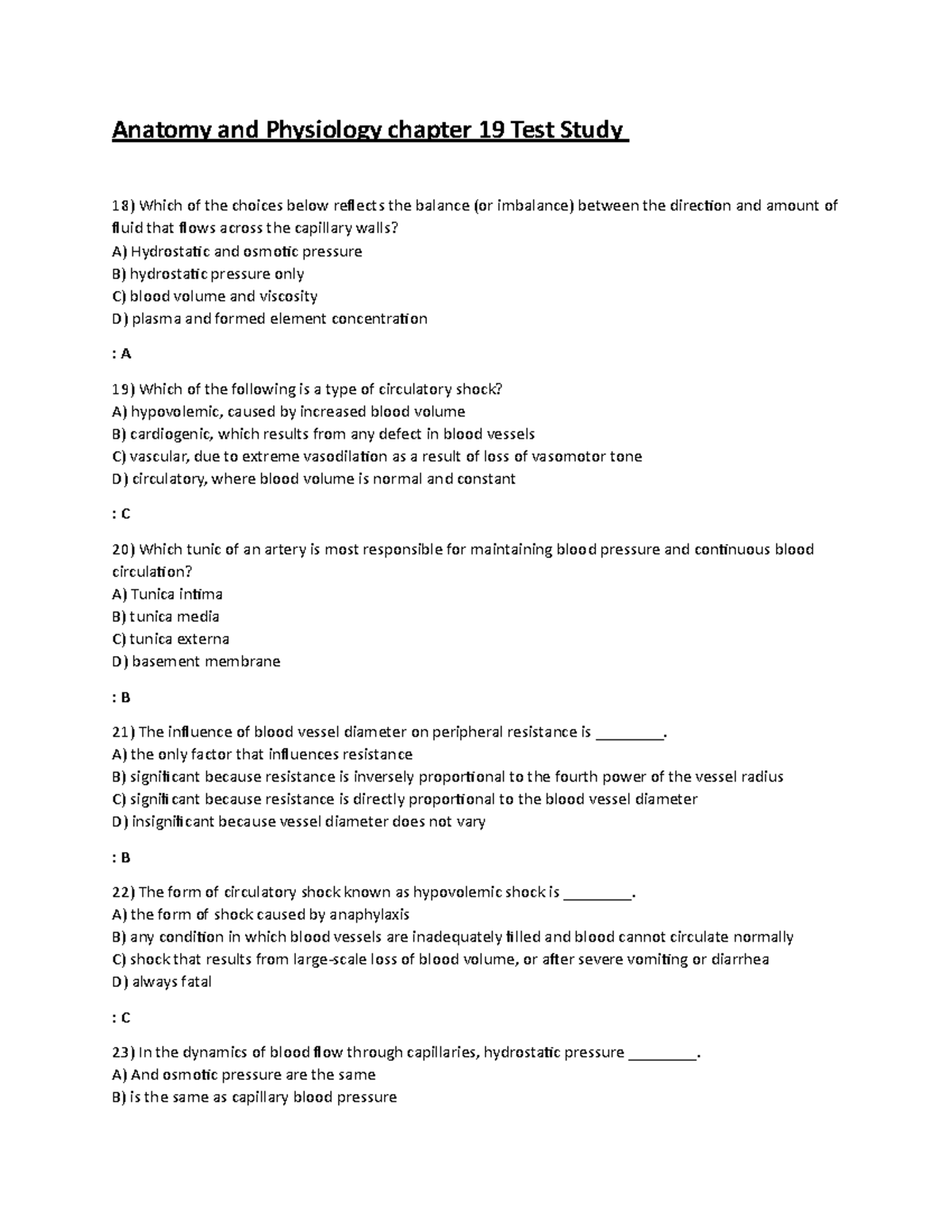 Anatomy and Physiology chapter 19 Test continued - Anatomy and ...