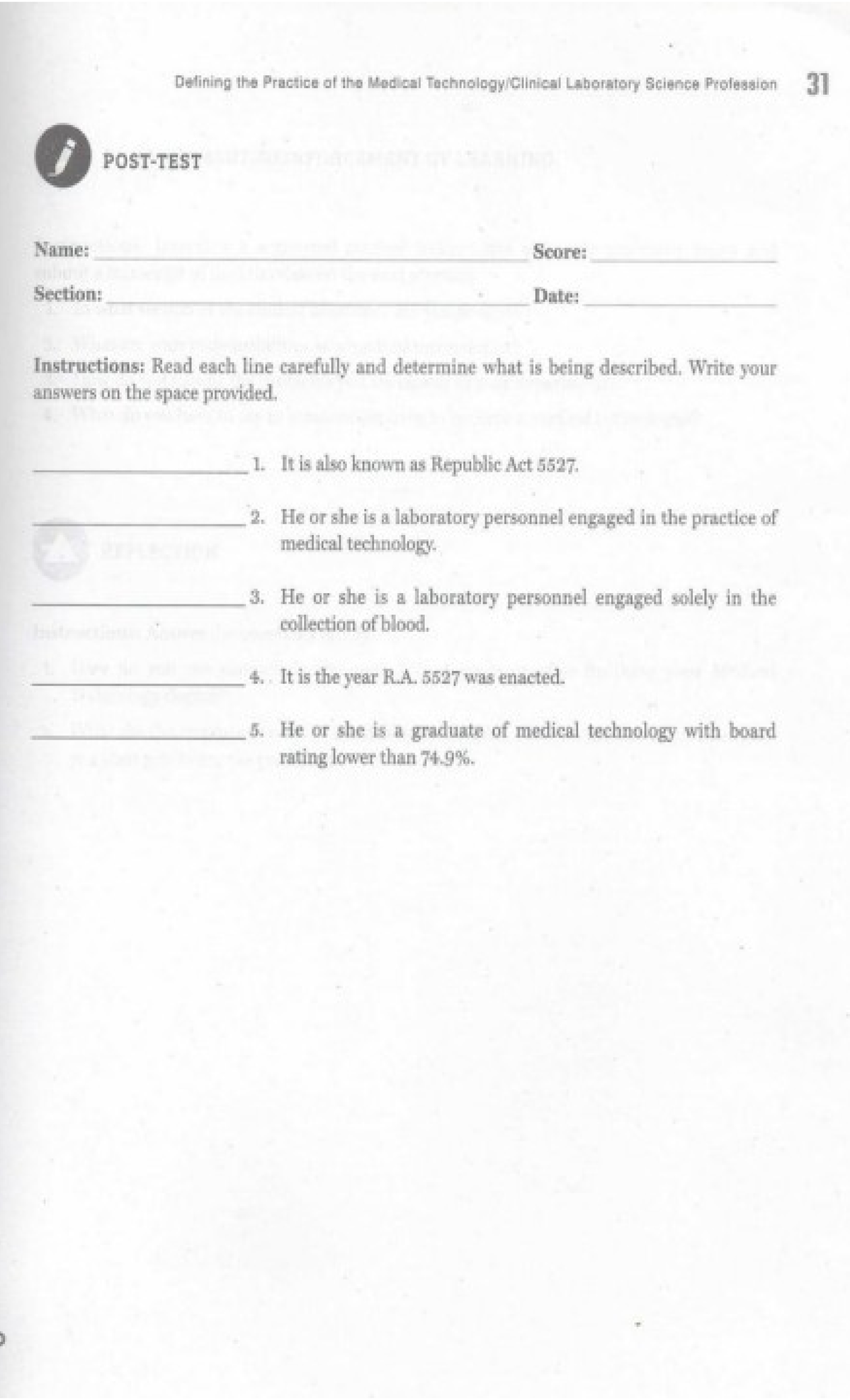 PMLS Worksheet (p.19&31) - Defining the Practice of the Medical ...