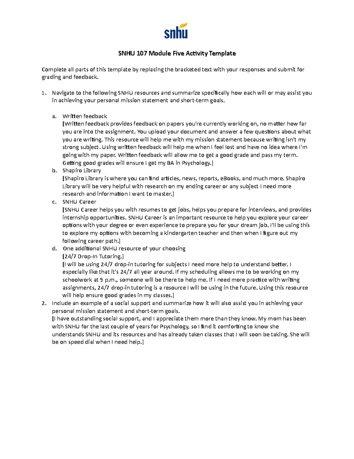 Module Five Activity - 1. Navigate to the following SNHU resources and ...