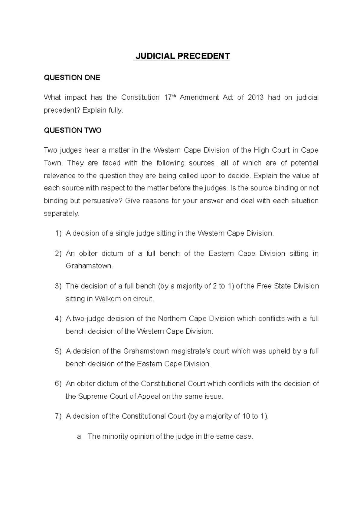 Tutorial Topic 8 - Judicial Precedent-1. This tutorial gives you broad ...