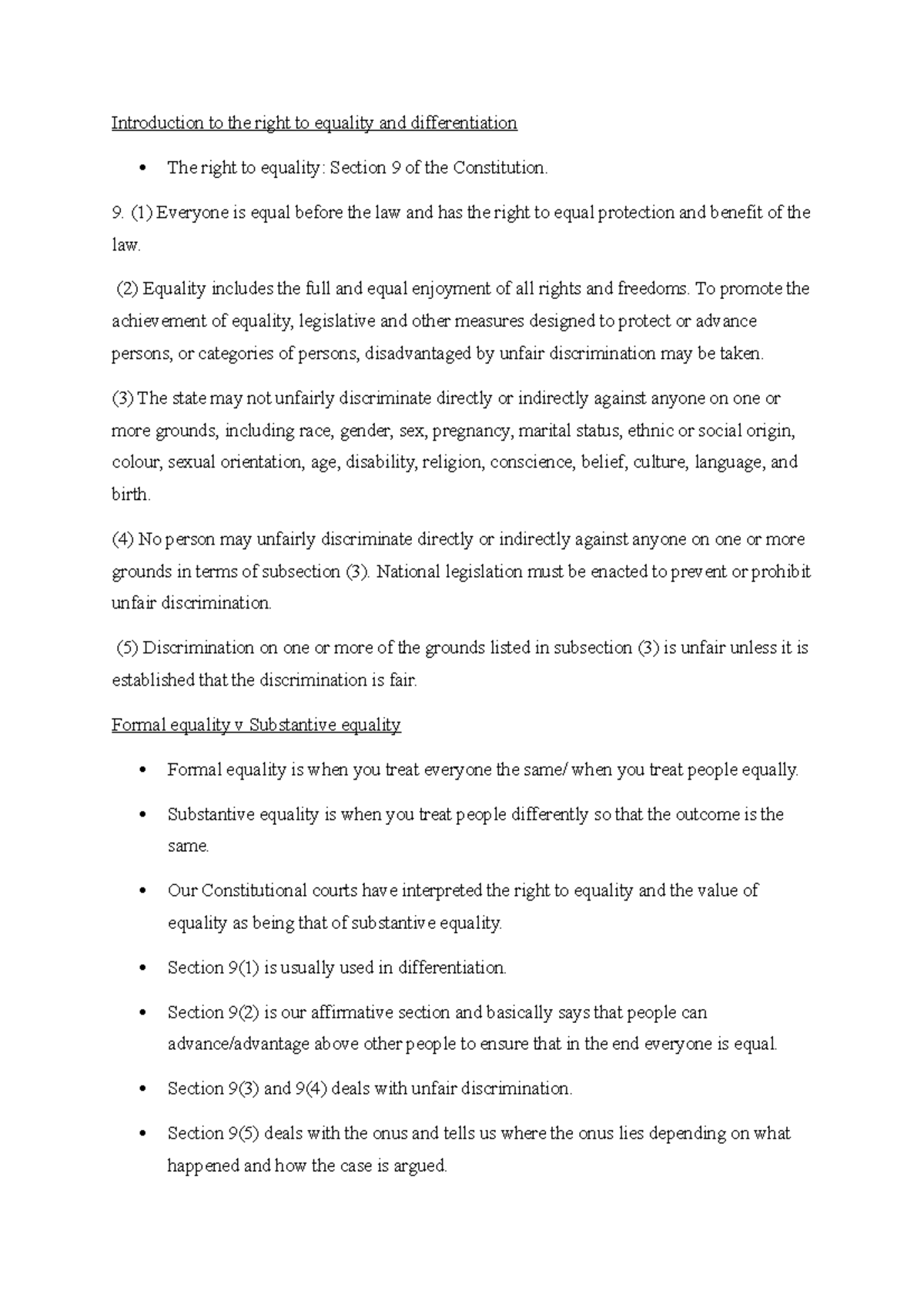 Topic 1- Right to equality - Introduction to the right to equality and ...