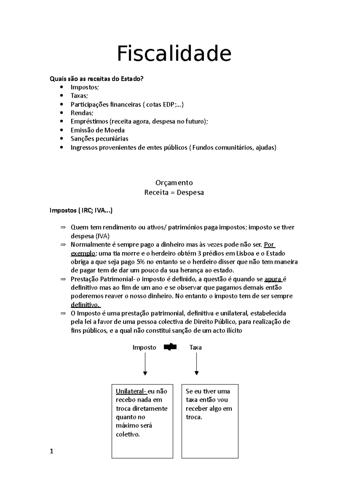 Fiscalidade resumo - Fiscalidade Quais são as receitas do Estado ...