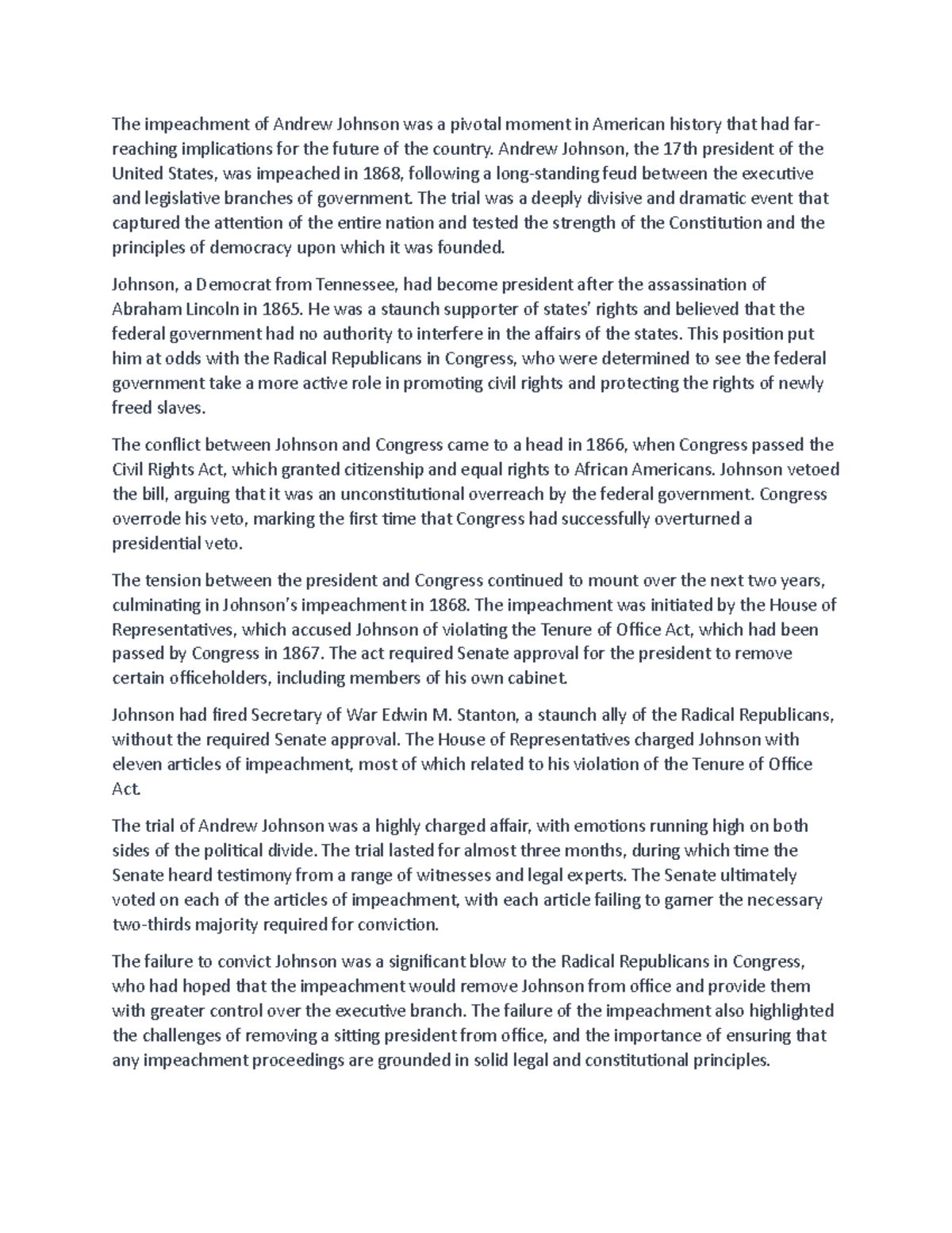 The Tragedy of Andrew Johnson's Impeachment - The impeachment of Andrew ...