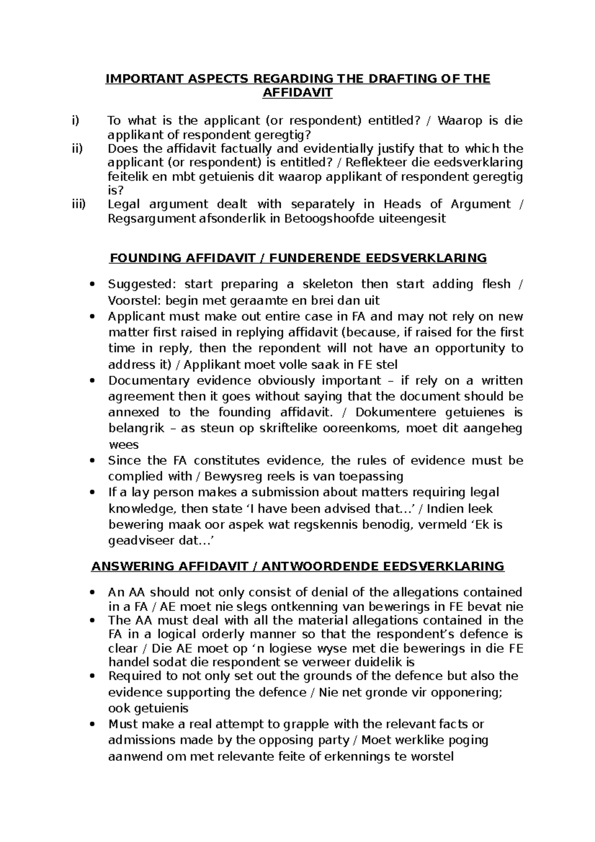 Drafting affidavits tips - IMPORTANT ASPECTS REGARDING THE DRAFTING OF ...