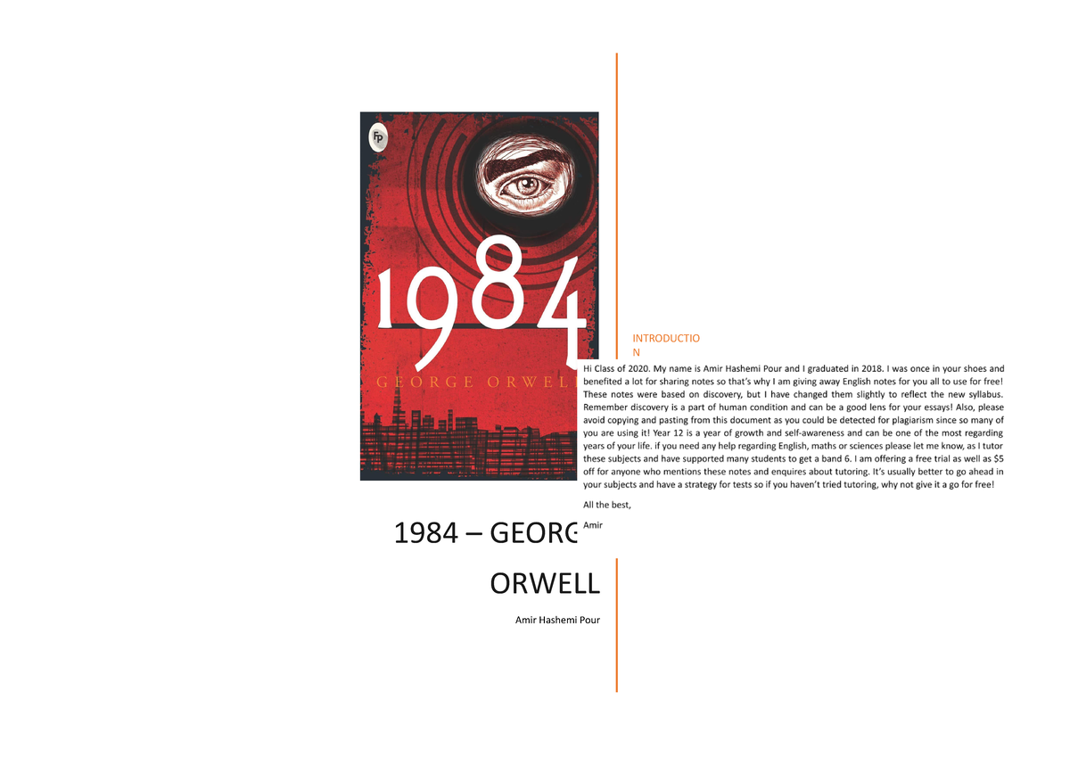 1984 Notes.docx - 1984 Notes.docx - 1984 – GEORGE ORWELL Amir Hashemi ...
