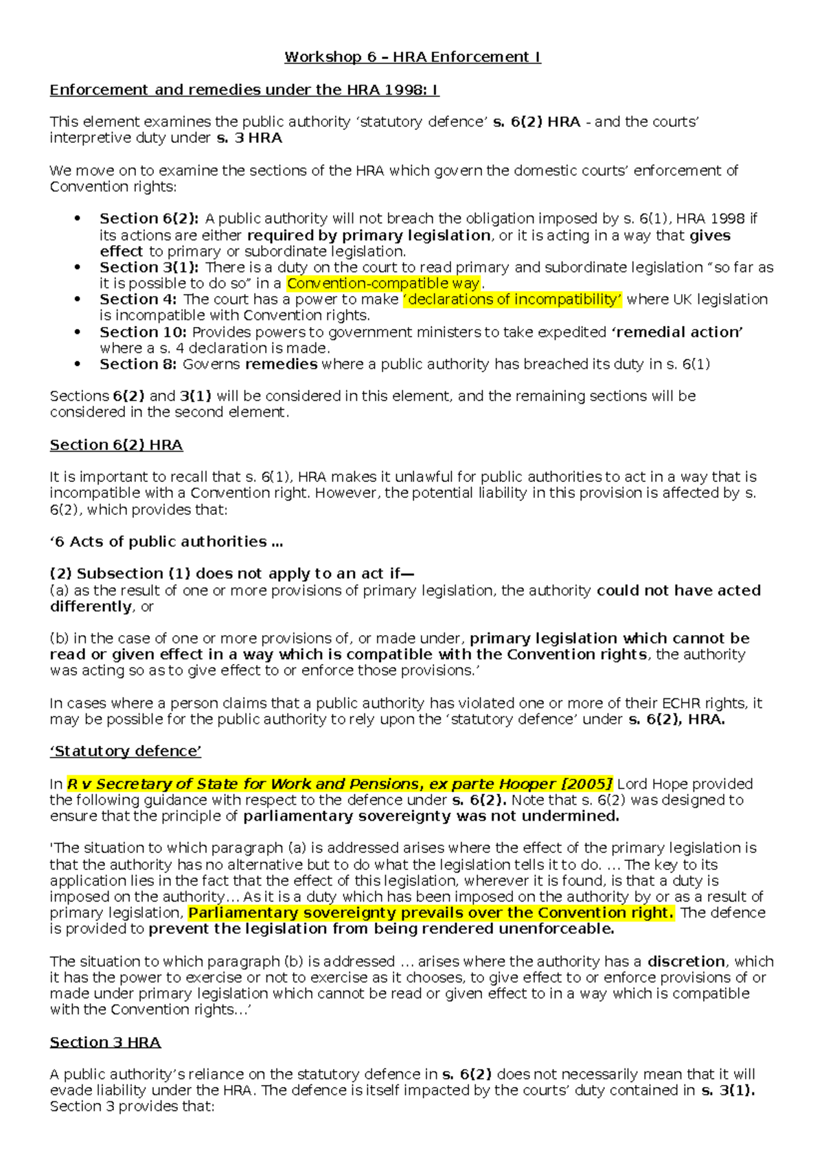 6 HRA Enforcement and remedies - Workshop 6 – HRA Enforcement I ...