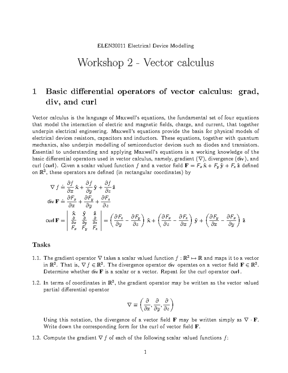 W02-vector-calculus - lecture notes - ELEN30011 Electrical Device ...