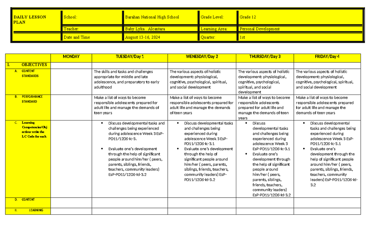 3rd WEEK Perdev 12 - Copy - Copy - Copy - Copy - MONDAY TUESDAY/Day 1 ...