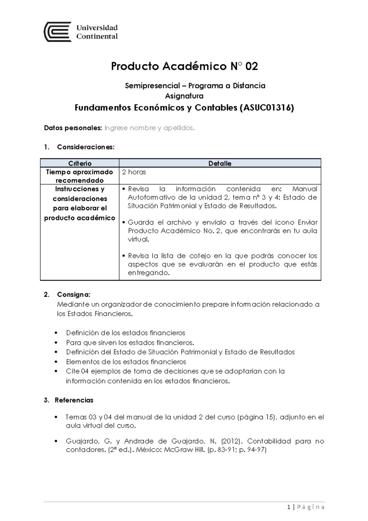 PA02 - Producto Académico 2 - Producto Académico N° 02 Semipresencial – Programa a Distancia ...