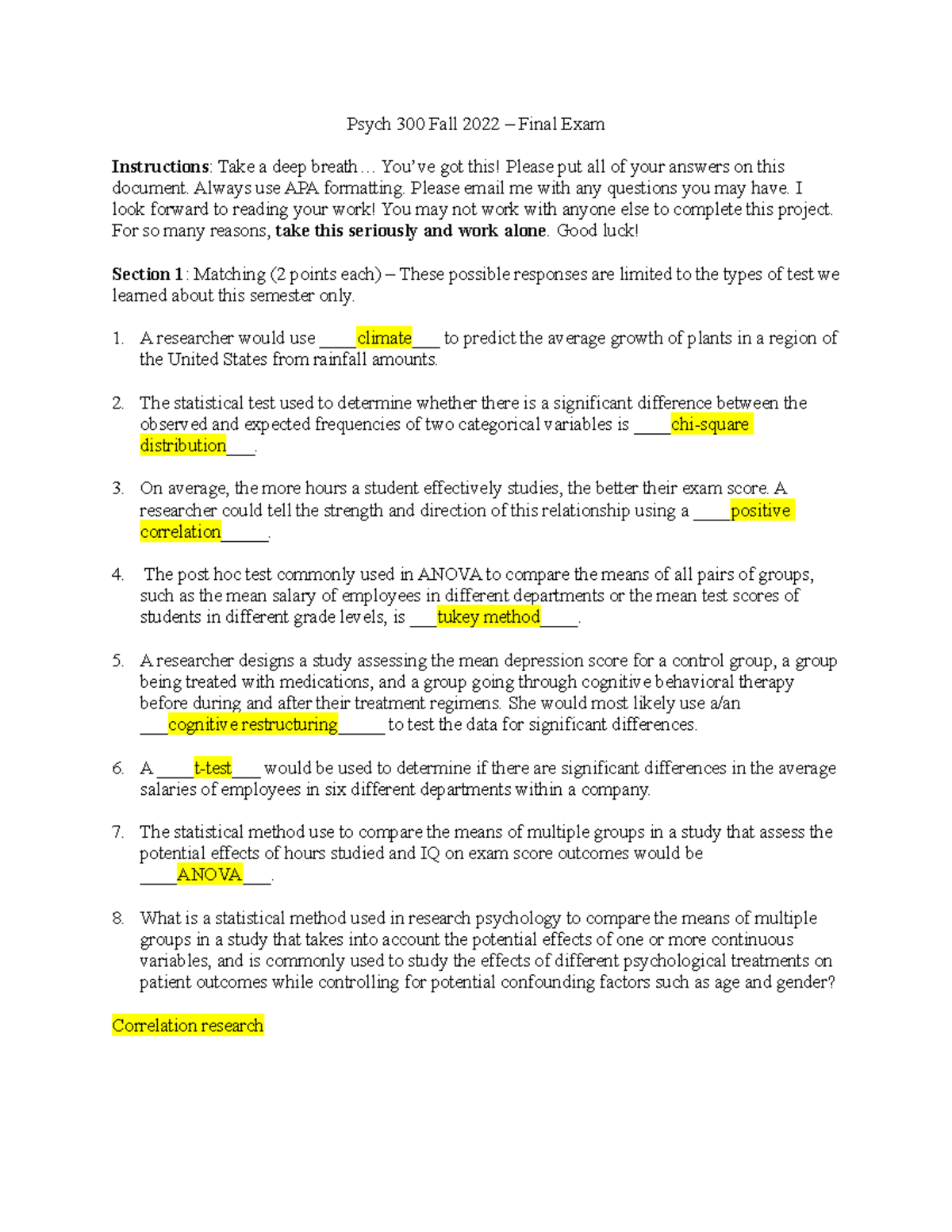 Psych 300 Fall 2022 Final Exam - Psych 300 Fall 2022 – Final Exam ...