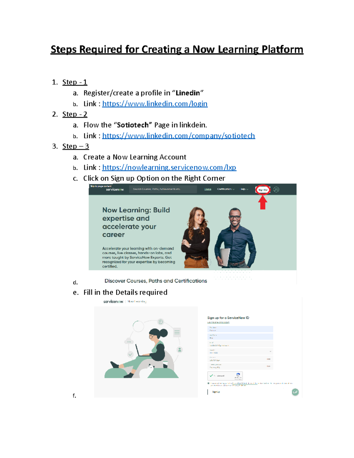Steps Required for Creating a Now Learning Platform - Step - 1 a ...