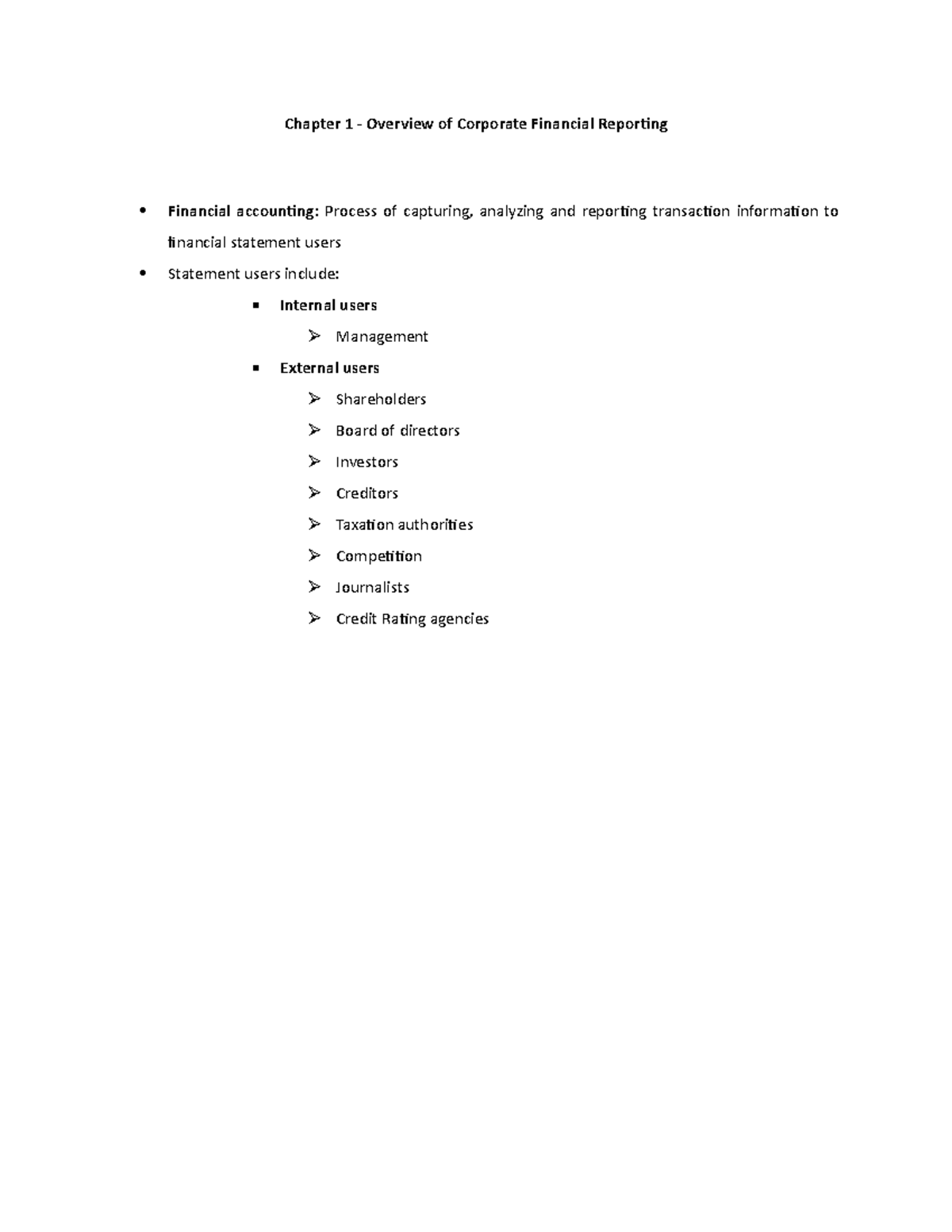 Chapter 1 - Corporate Financial Reporting - Chapter 1 - Overview of ...
