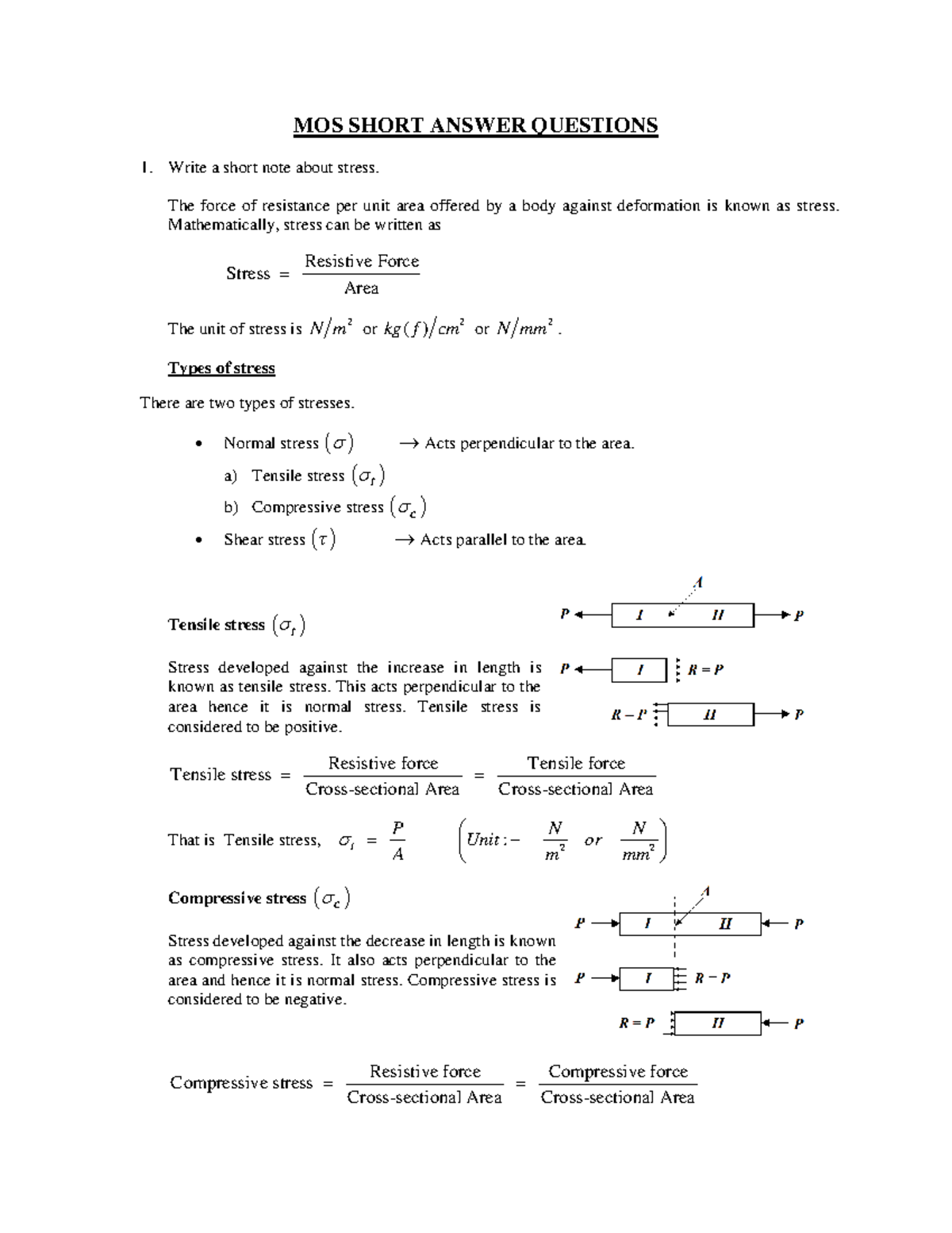 MOS Short Answer Questions (MOD 1&2) - MOS SHORT ANSWER QUESTIONS Write ...