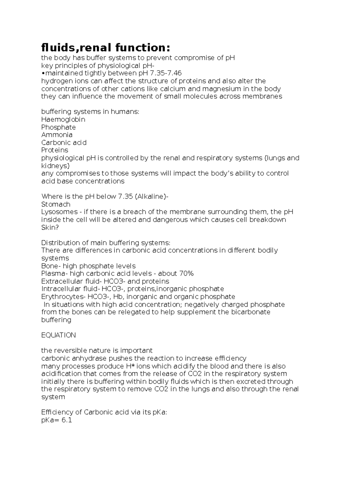 Fluids and Renal Structure - fluids,renal function: the body has buffer ...
