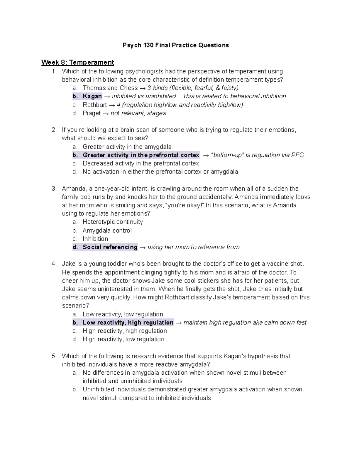 PSYCH 130 Practice Study Guide - Psych 130 Final Practice Questions ...