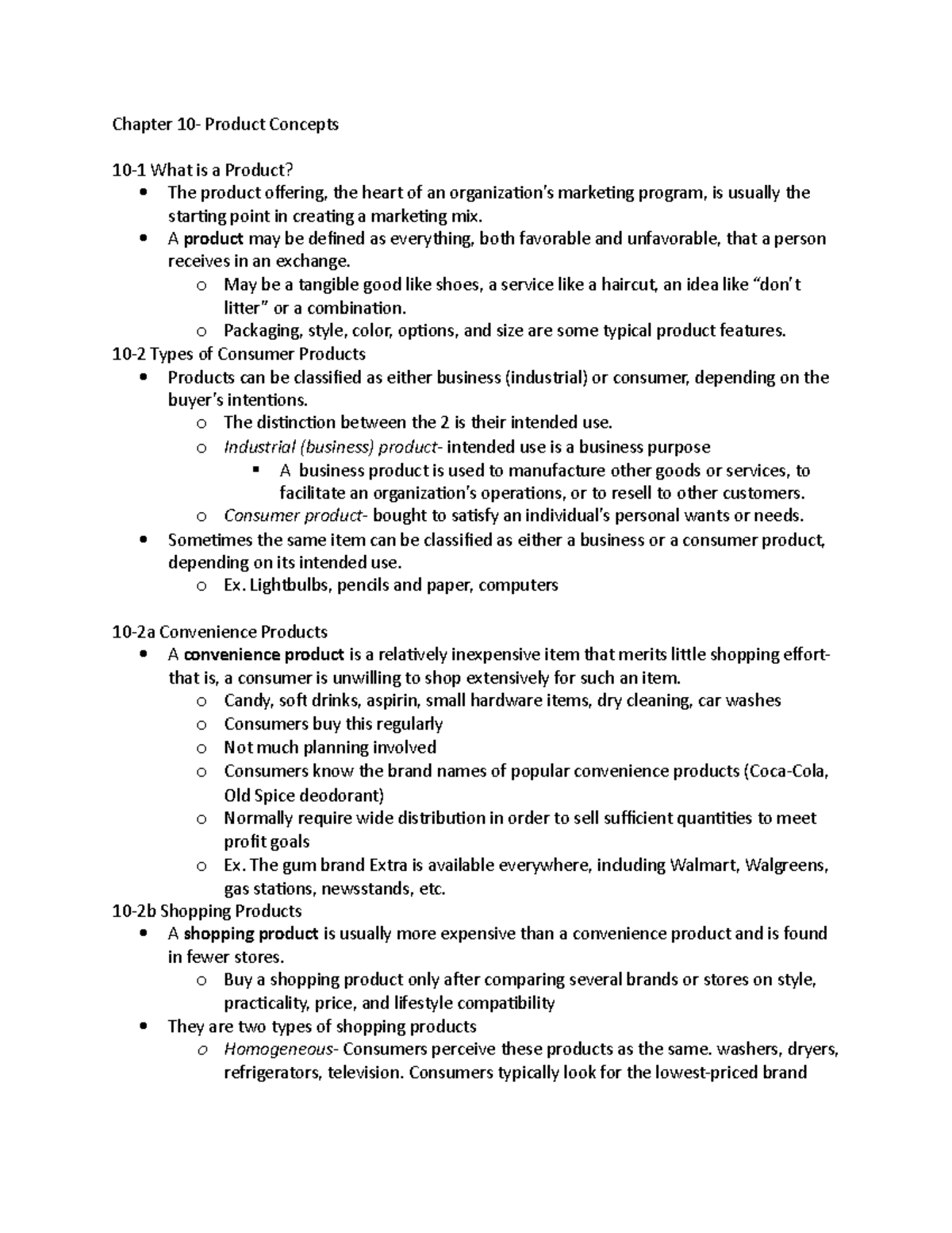 Book Notes Test #3 - Summary MKTG - MKTG - Chapter Product Concepts ...