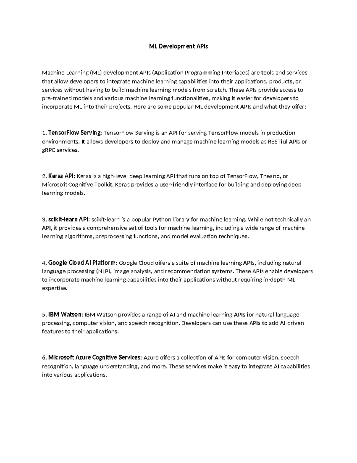 AWS Notes - ML Development APIs Machine Learning (ML) development APIs ...