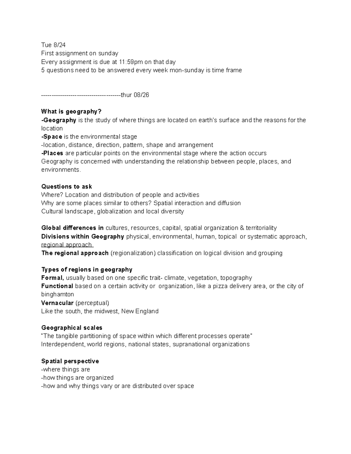 151 Notes Week 1 Tue 8 First Assignment On Sunday Every Assignment Is Due At 1159pm On That