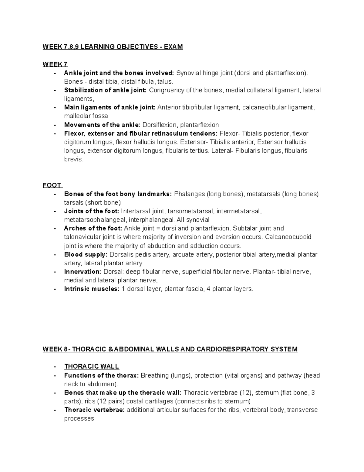 WEEK 7,8,9 Learning Objectives - EXAM - HUBS1108 - UoN - Studocu