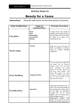 Activity Sheet 33 - none - Unit 3: Lesson 3 Managing and Caring for the ...