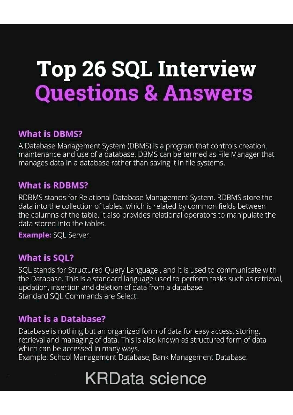 DAMA Linked In Interview Question SQL - Daten, Metriken & KPIs des Digital Analytics - Studocu