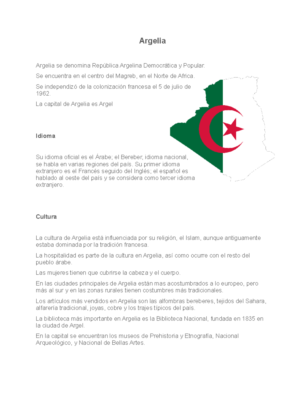Argelia - argeia - Argelia Argelia se denomina República Argelina ...