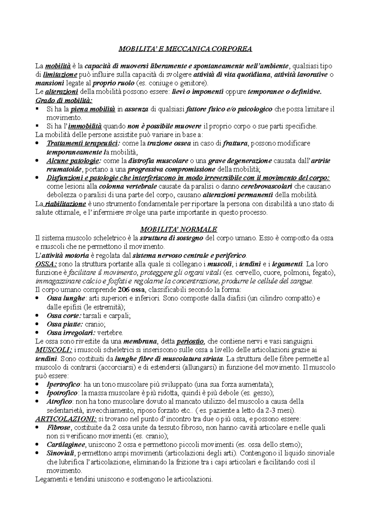 Mobilita' E Meccanica Corporea Completa - MOBILITA’ E MECCANICA ...