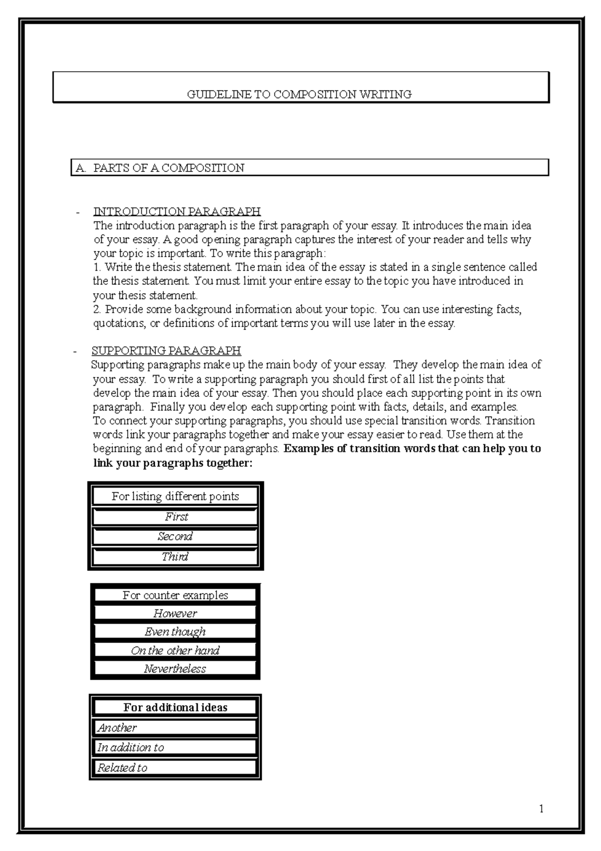 Guideline-TO- Composition- Writing intro-body-comclusion - GUIDELINE TO ...