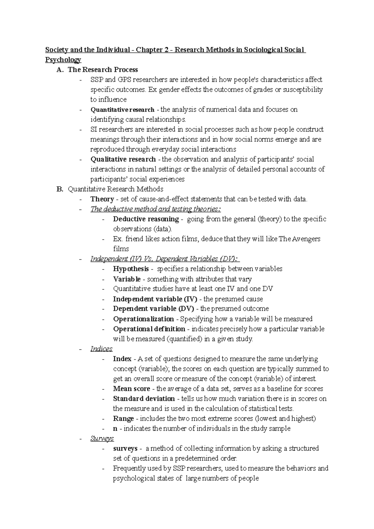 Society and the Individual - Chapter 2 - Research Methods in ...