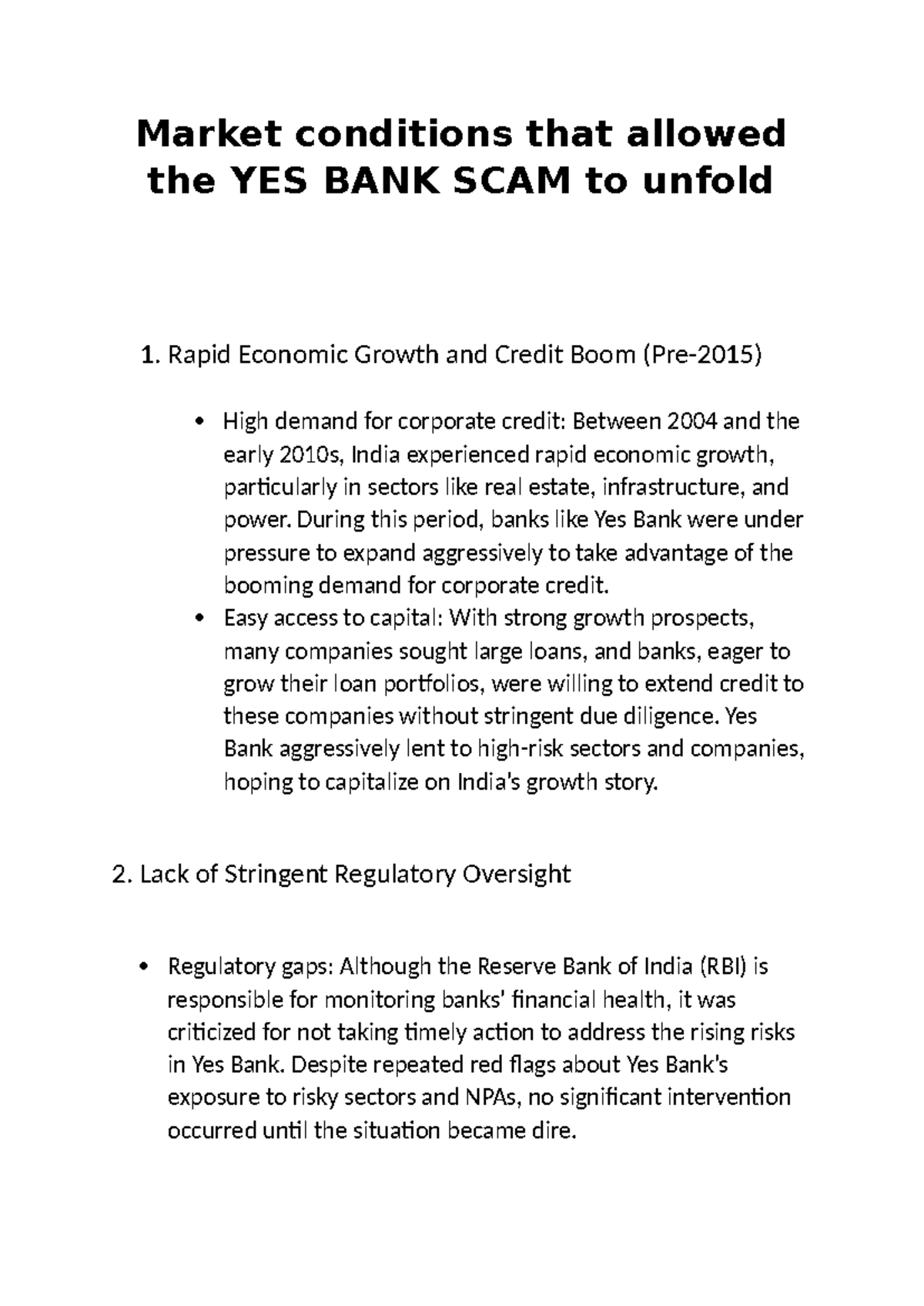 Market conditions for yes bank scam - Market conditions that allowed ...