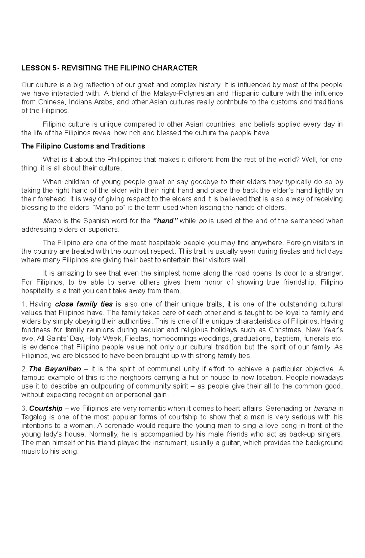 Lesson 5 - Traditional practices in certain cultures can restrict ...