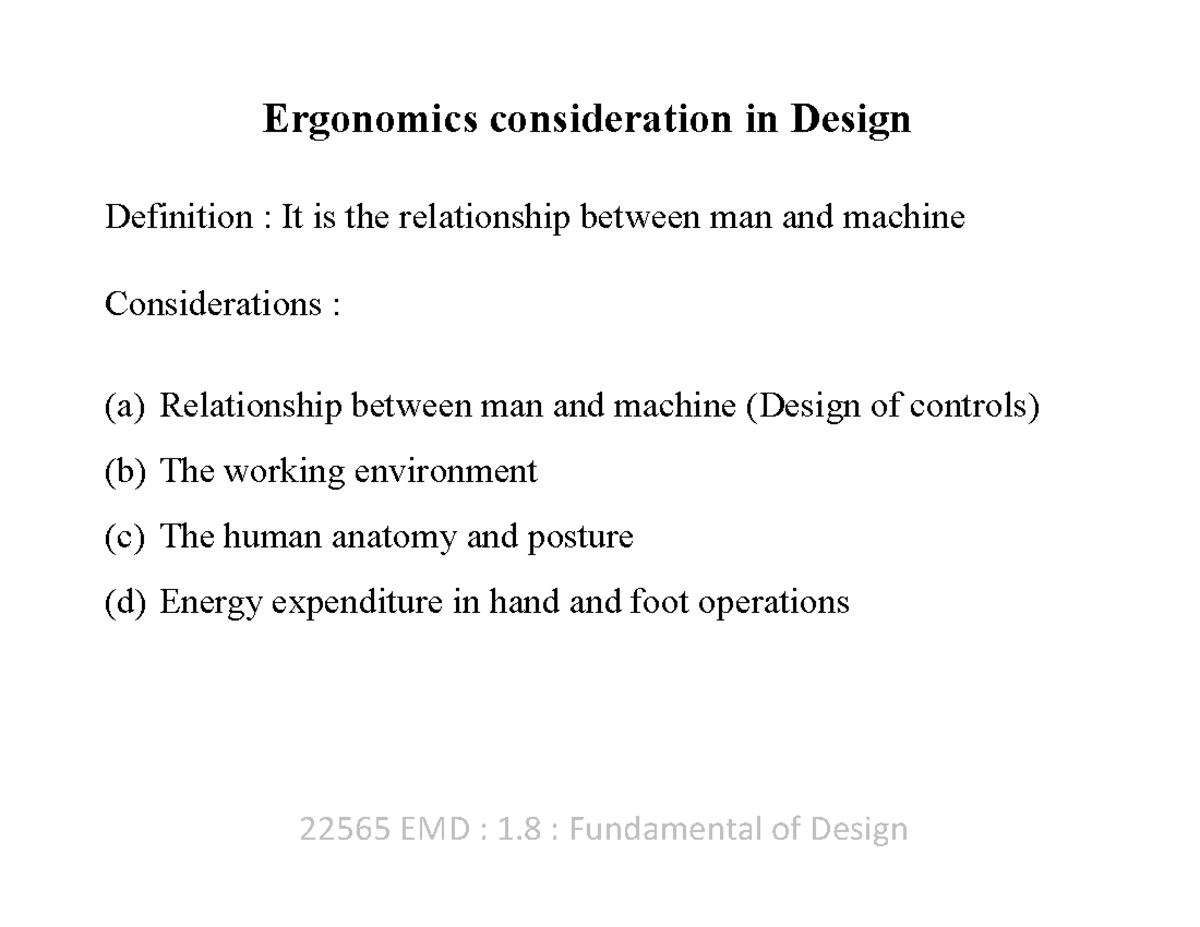 22564 EMD 1 - Elements of Mechanical Engineering - Ergonomics ...