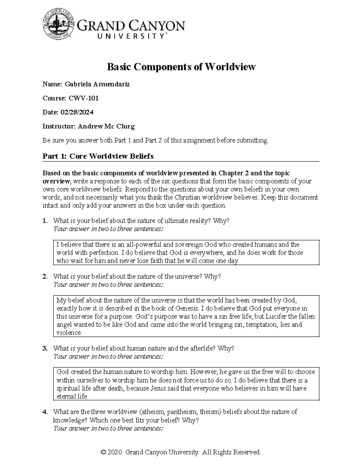 CWV-101-301-RS-T1Basic Components Of Worldview - Basic Components of ...