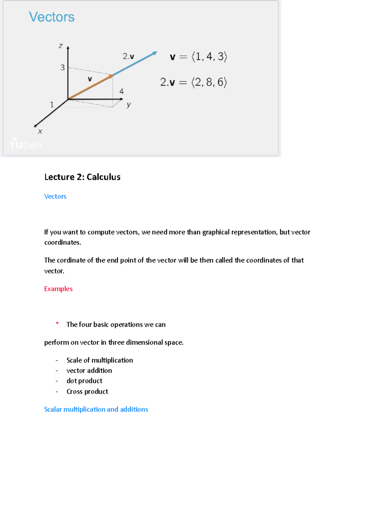 Lecture 2- Calculus - Lecture 2: Calculus Vectors If you want to ...