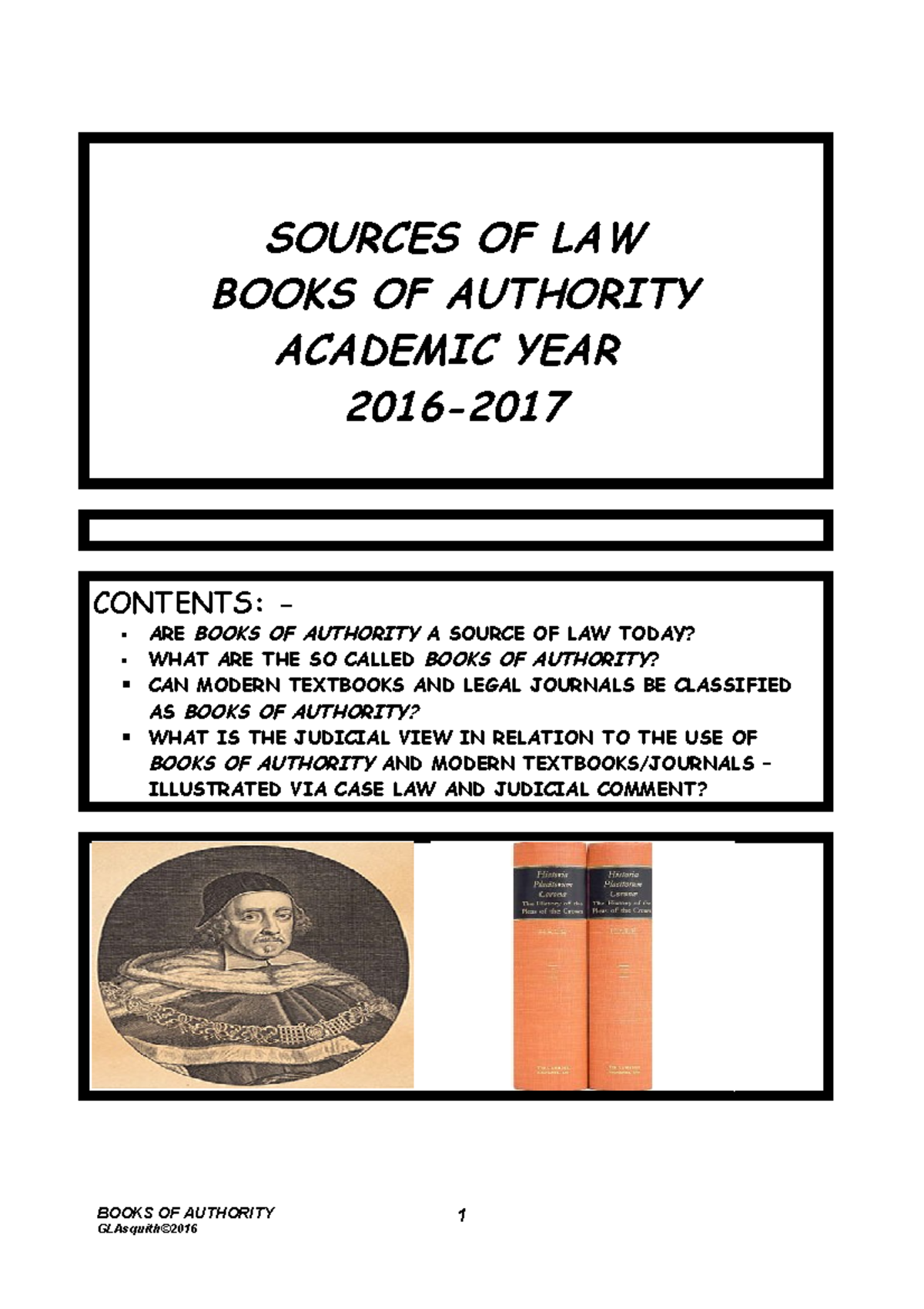 English Legal System - Books OF Authority - SOURCES OF LAW BOOKS OF ...