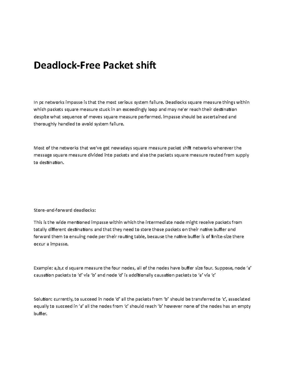 Deadlock-Free Packet shift - Packet shif In pc networks impasse is that ...