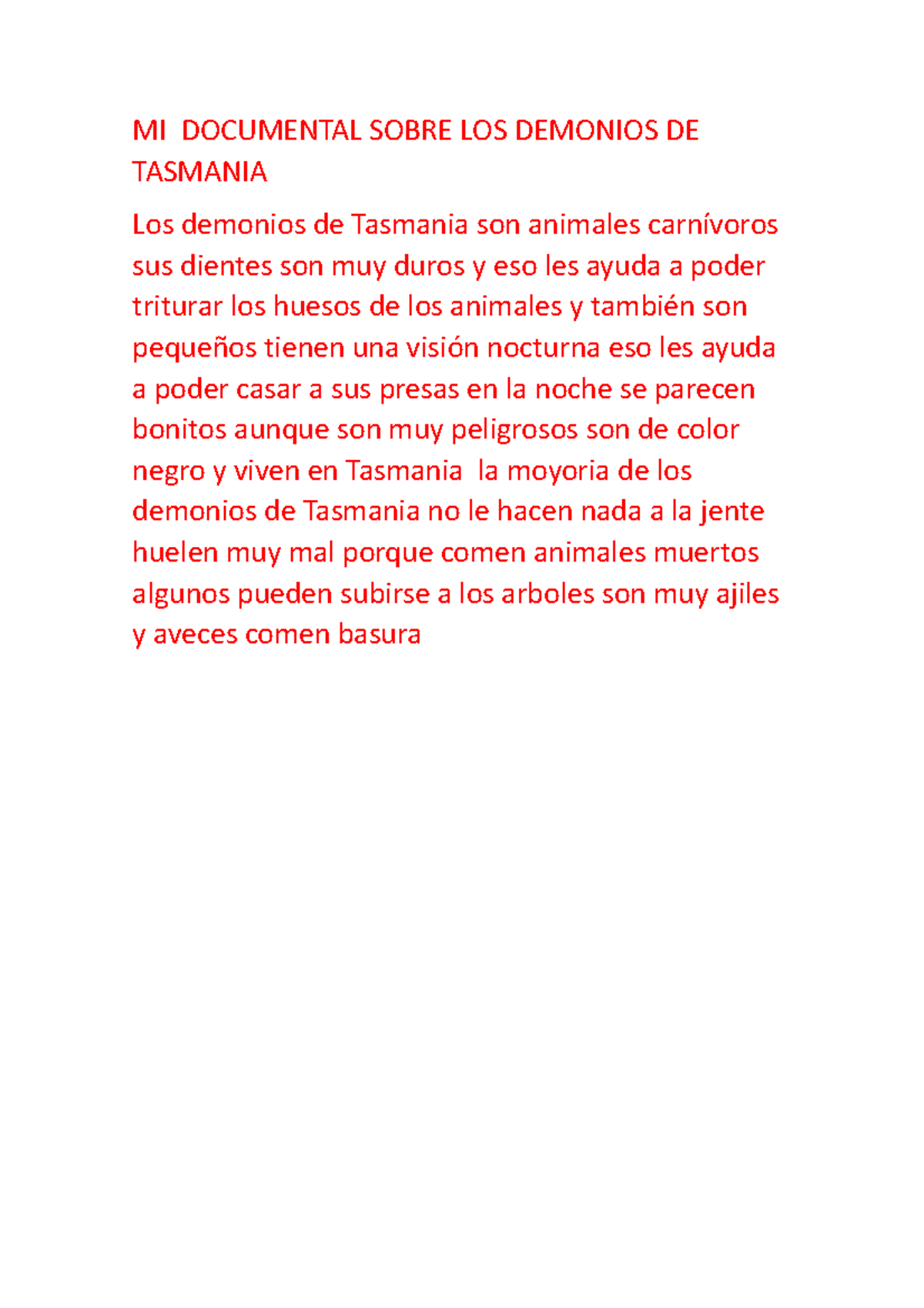 MI Documental Sobre LOS Demonios DE Tasmania - MI DOCUMENTAL SOBRE LOS ...