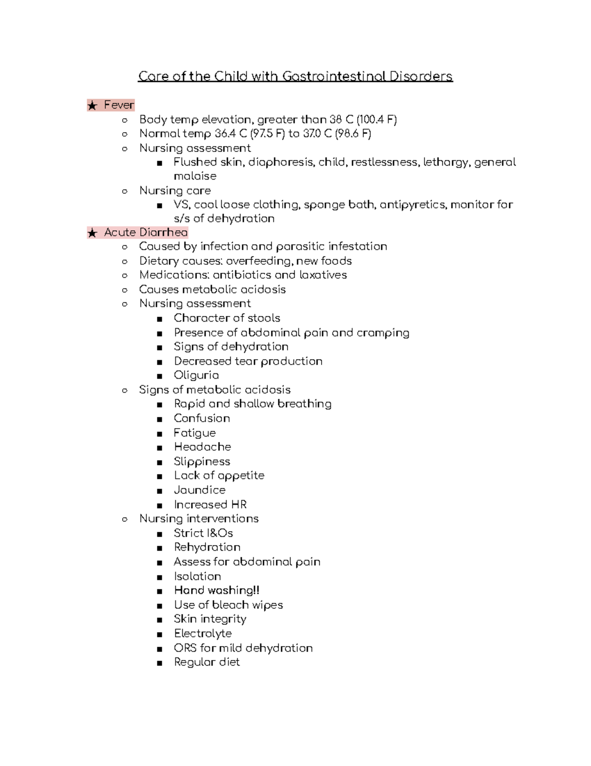 PEDS GI 1 - Professor Cristina McGroarty - Care of the Child with ...