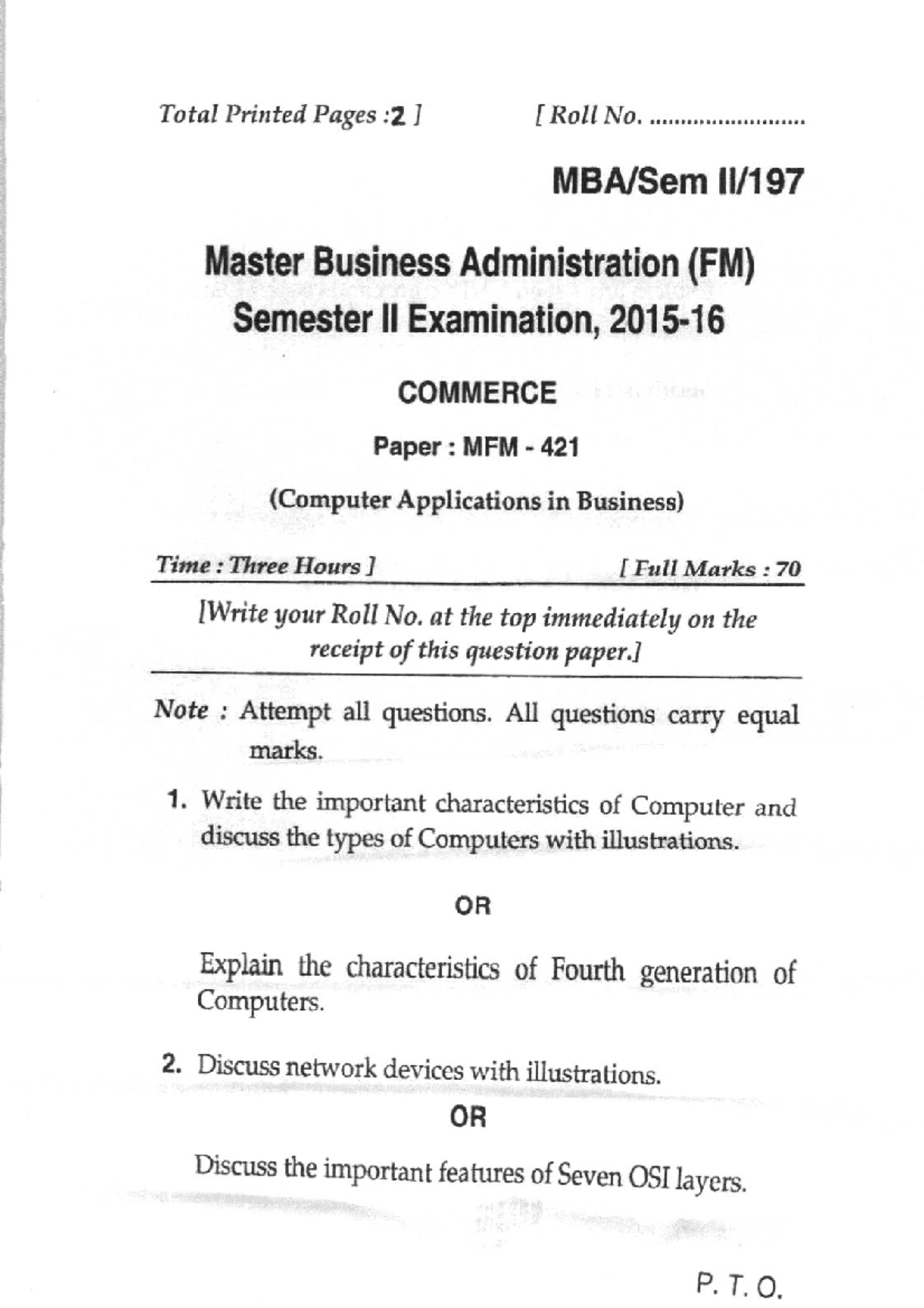 MBA-FM - Question paper - Finance - Studocu
