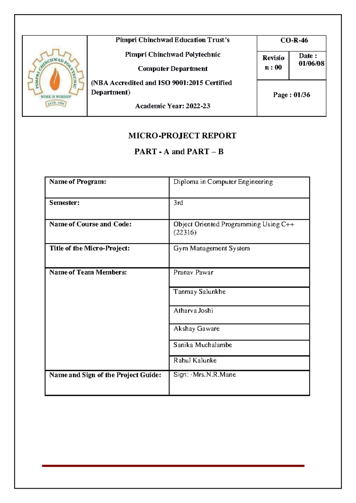 OOP PART B - ... - Pimpri Chinchwad Education Trust’s Pimpri Chinchwad ...