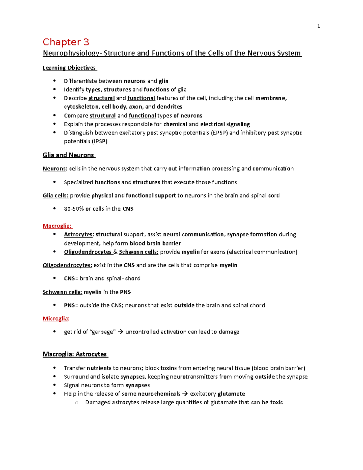 Neurophysiology- structure and function of cells in the nervous system - Chapter 3 ...