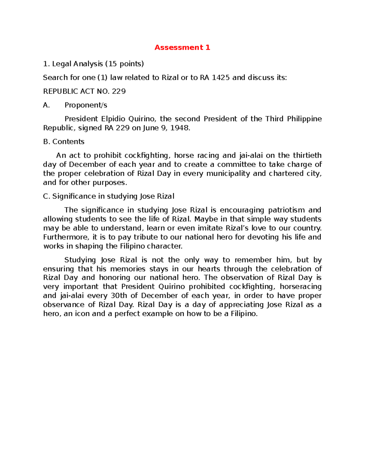 HIST - M 1 - Assessment - Assessment 1 Legal Analysis (15 points ...