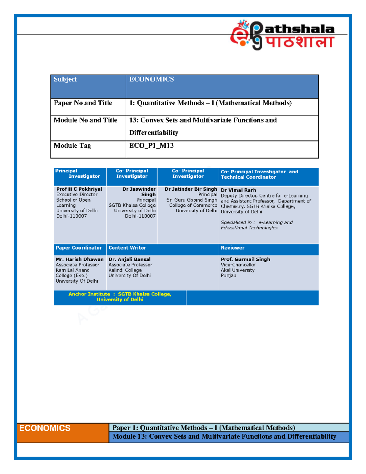 Module No And Title 13 Convex Sets And Multivariate Functions And