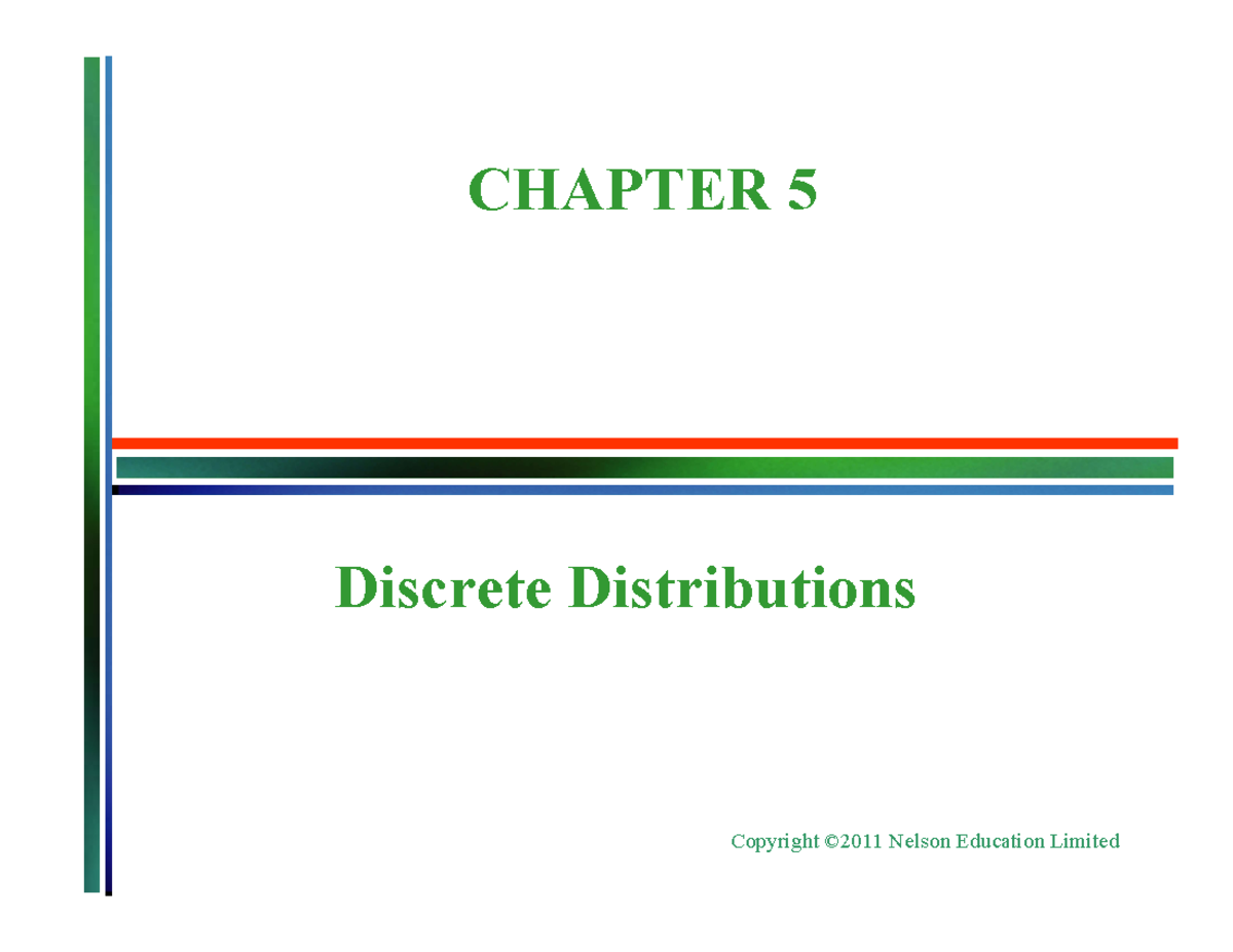 STAT100-001 Chapter 5 - Lecture Notes - Discrete Distributions CHAPTER ...